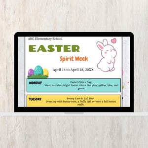 Easter Spirit Week Editable Template Version 2 for Schools, Daycare ...