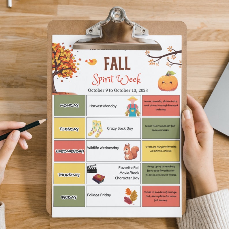 Editable Fall Spirit Week V2 Flyer Template | Spirit Week Ideas | Fall ...