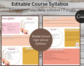 Editable Class Syllabus Visual Syllabus Template Templates - Etsy