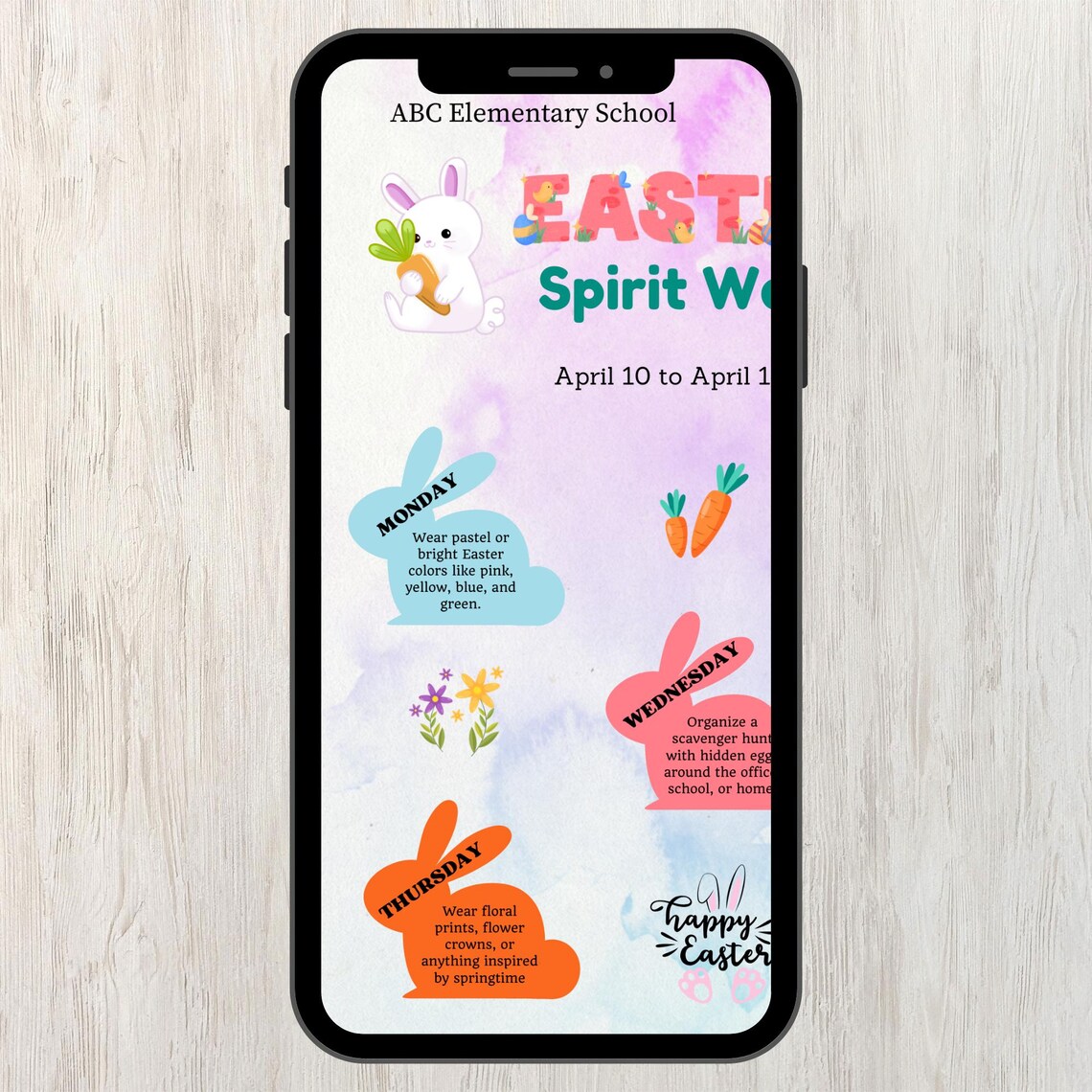 Easter Spirit Week Editable Template V4 for School, Daycare or ...