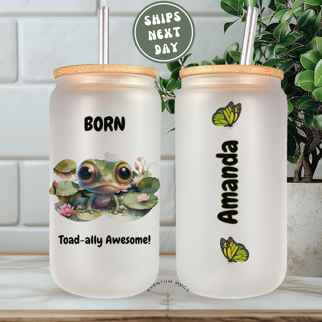Personalized Frog Frosted Glass Cup for Frog and Toad Lovers Frog Gift ...