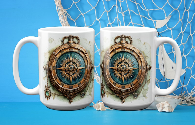 Mariner's Ceramic Nautical Compass Coffee Mug – Seafarer Gift, Sailor's ...