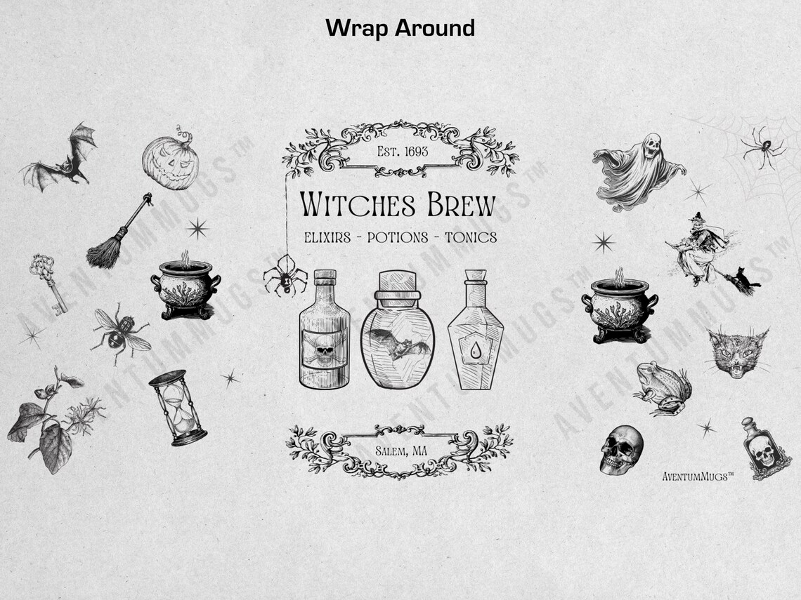 Witches Brew Frosted Glass Cup 16oz – Salem Apothecary Halloween Magic ...