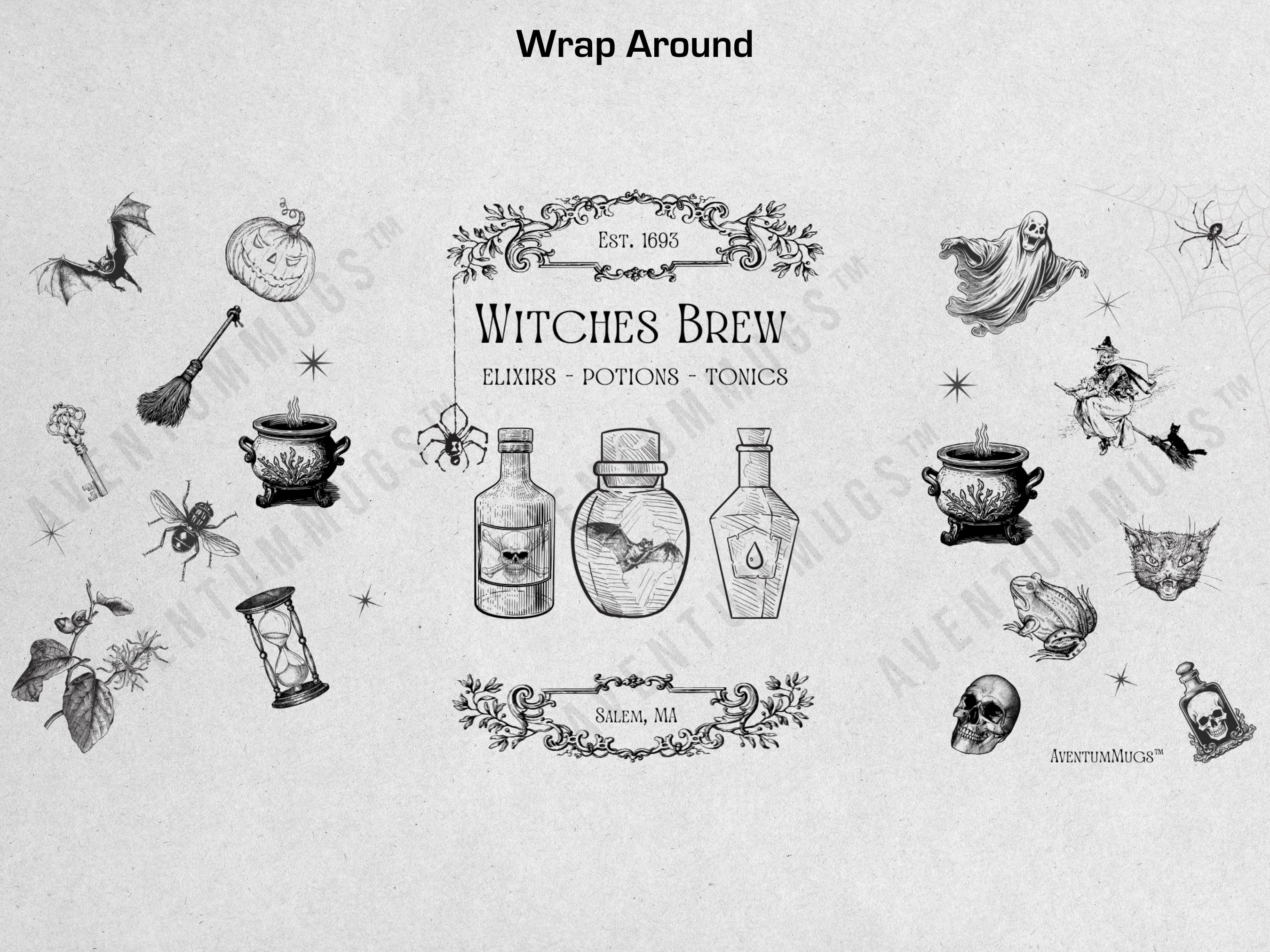 Witches Brew Frosted Glass Cup 16oz – Salem Apothecary Halloween Magic ...