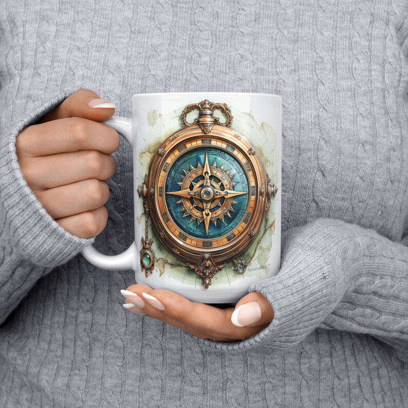 Mariner's Ceramic Nautical Compass Coffee Mug Seafarer Gift, Sailor's ...