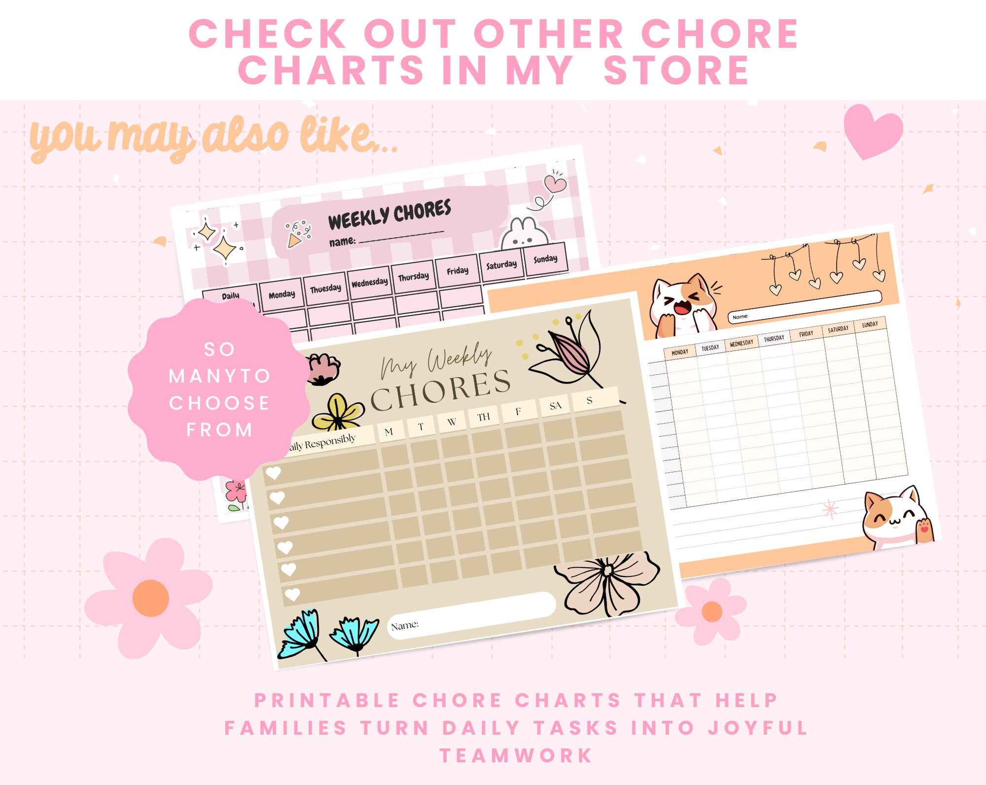 Rainbow Chore Chart for Kids Printable, Chore Chart Printable, Weekly ...