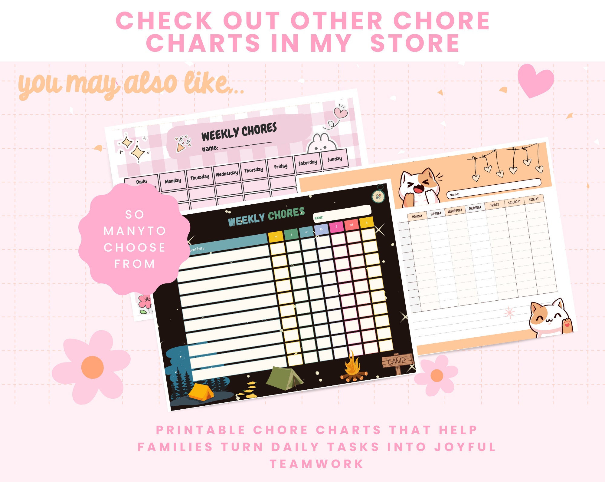 Forest Chore Chart Printable, Chore Chart for Kids Printable, Weekly ...