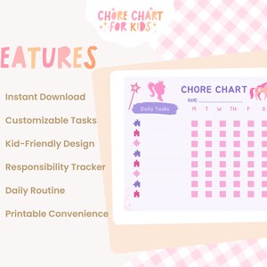 Princess Chore Chart for Kids Printable, Weekly Chore Chart, Reward ...