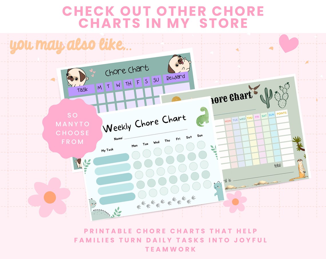 Princess Chore Chart for Kids Printable, Weekly Chore Chart, Reward ...