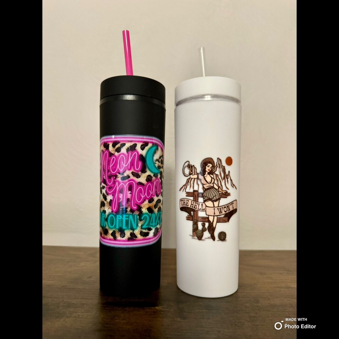 Neon Moon Bar Sassy Cowgirl 16 Oz Skinny Tumbler W/ Lid & - Etsy