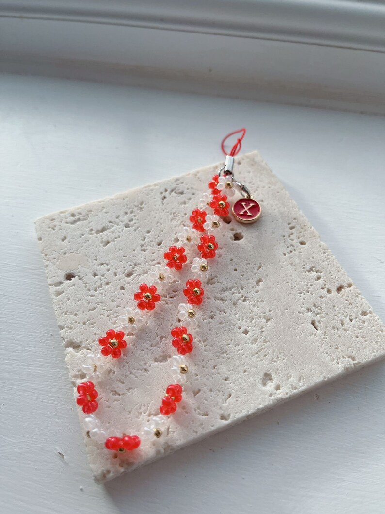Red, Rose, Pink Letter Flower Phone Strap/ Phone Charm - Etsy