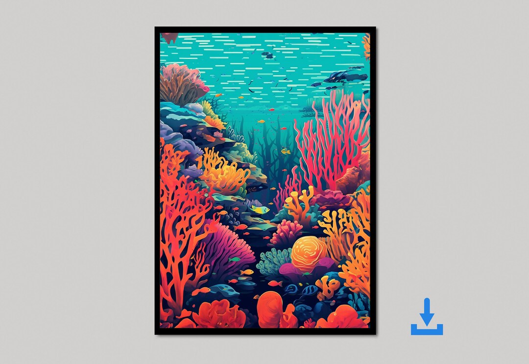 THE REEF Illustrated Coral Reef Poster - Etsy