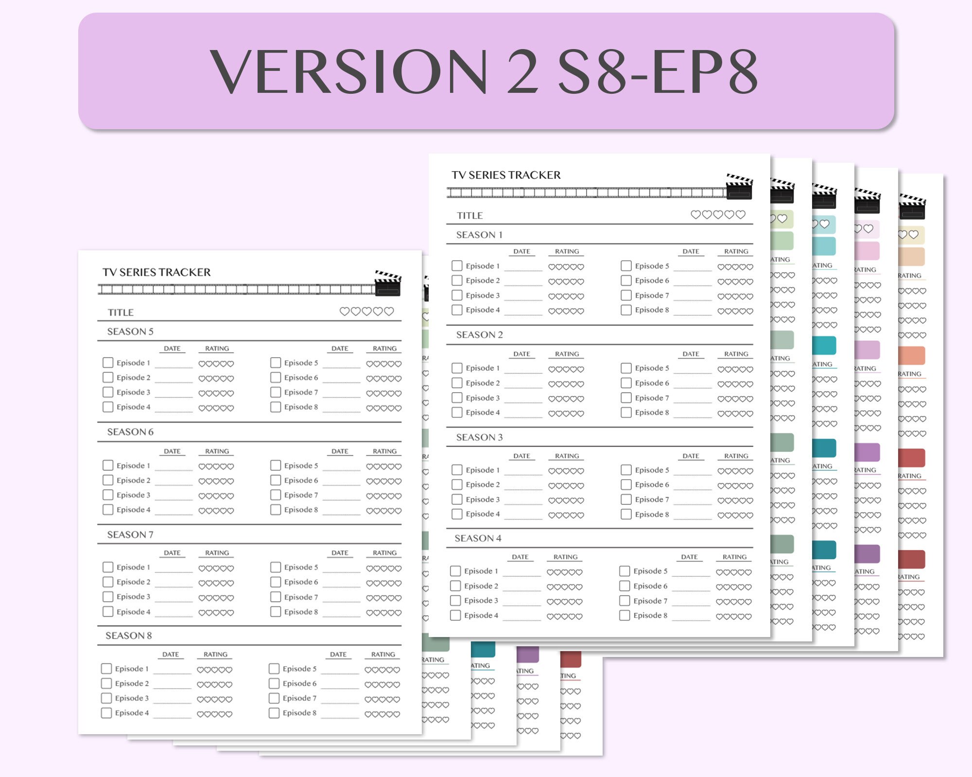 Digital or Printable TV Series Tracker, TV Show Journal, TV Episode Log ...