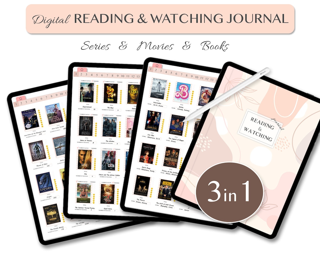 Digital Reading and Watching Journal, Reading Tracker, Movie Journal ...