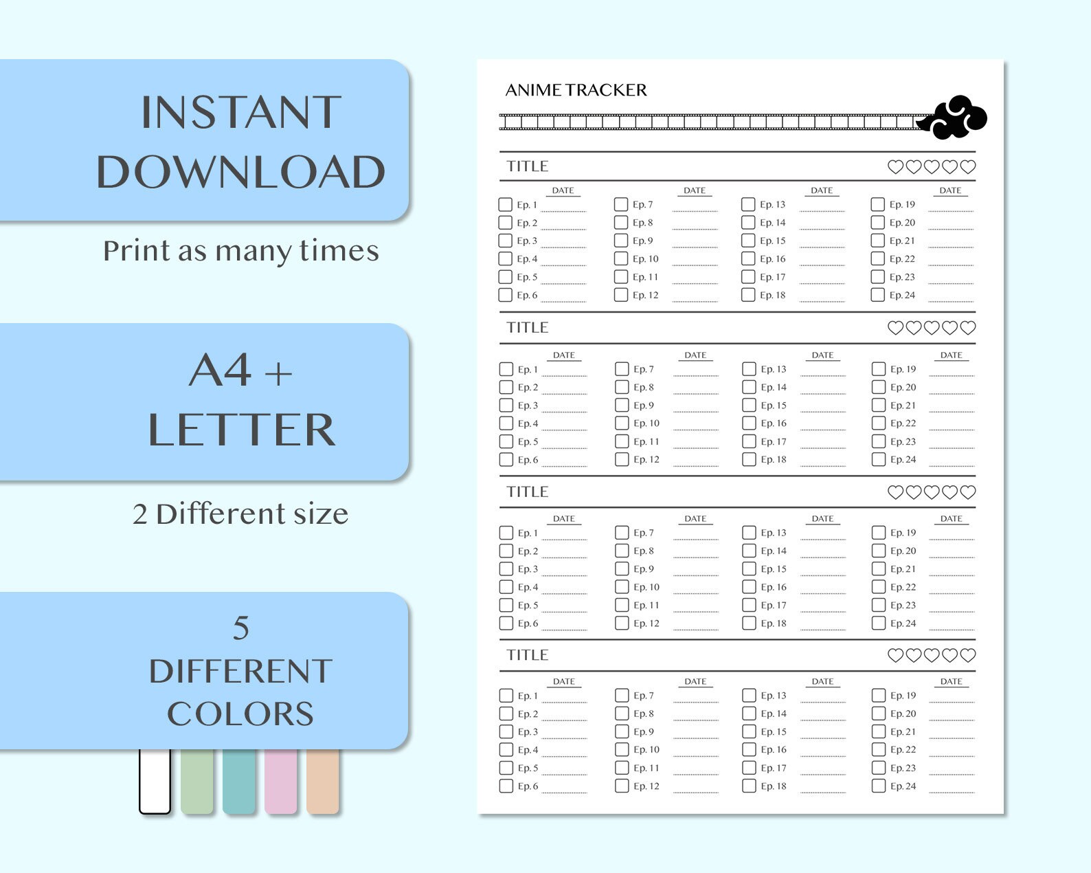 Digital or Printable Anime Tracker, Anime Log, Watching Planner, Track ...