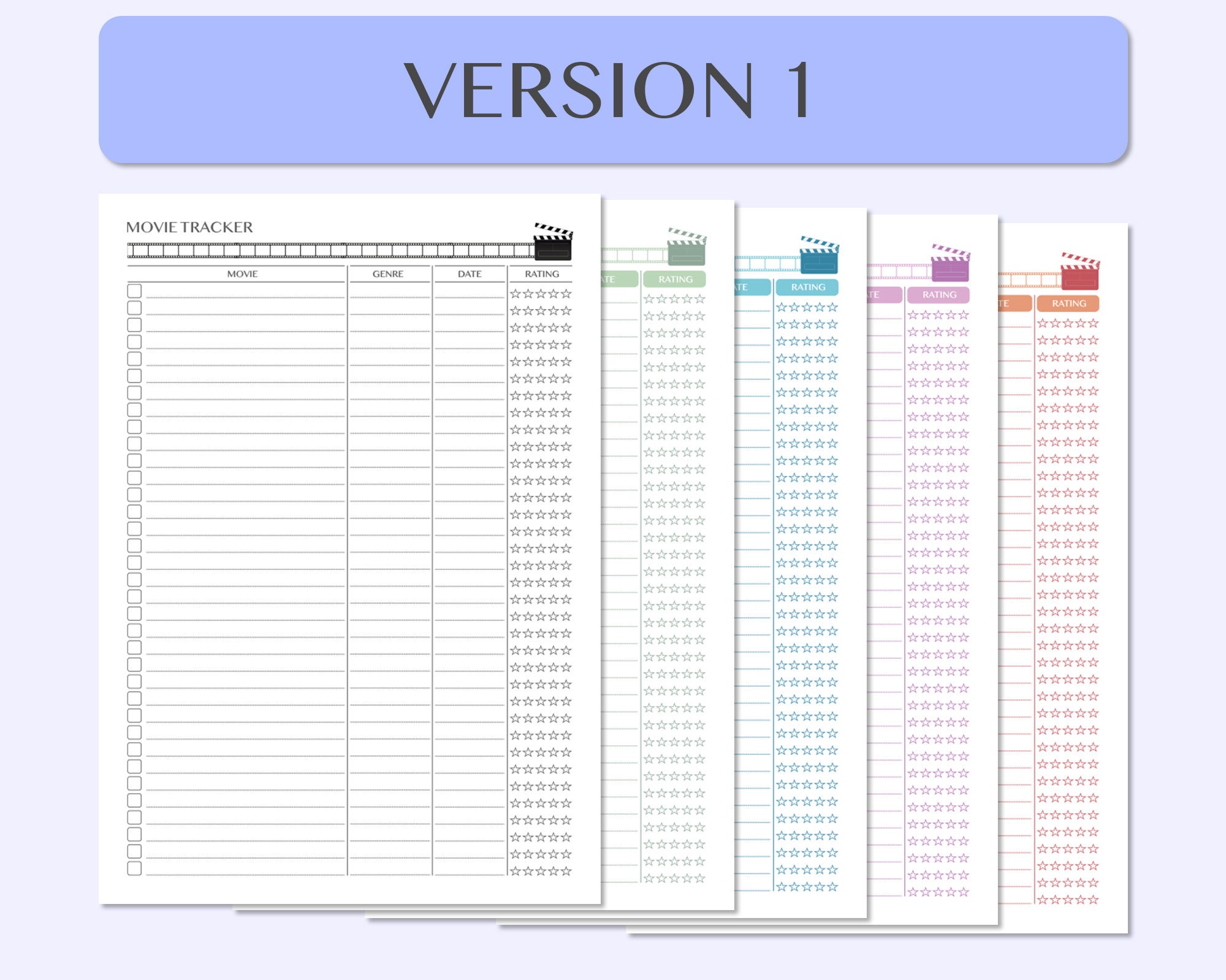 Printable & Fillable Movie Tracker, Movie Journal, Movie Review, Movie ...