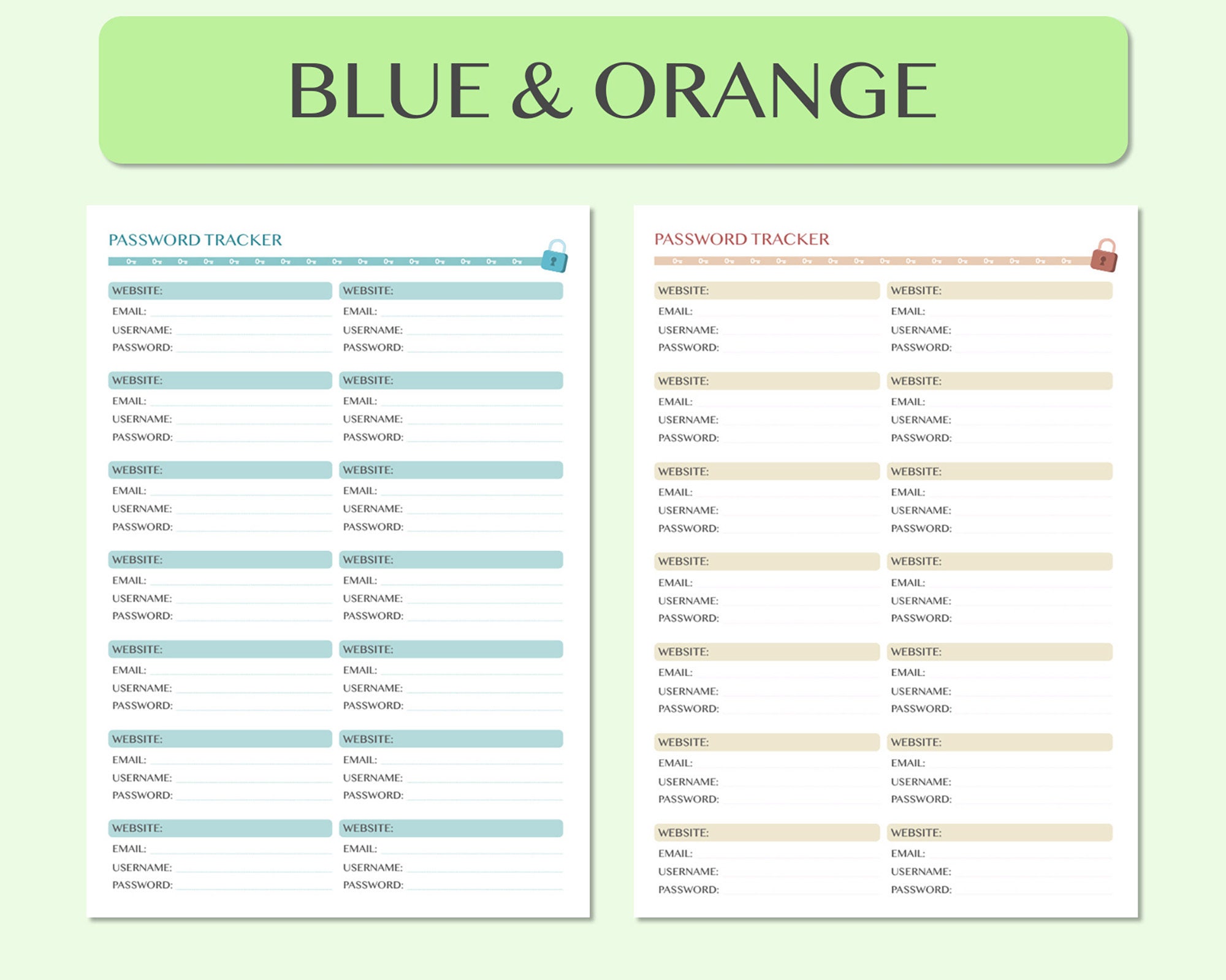 Printable And Fillable Password Tracker Password Log Password Keeper Instant Download Planner