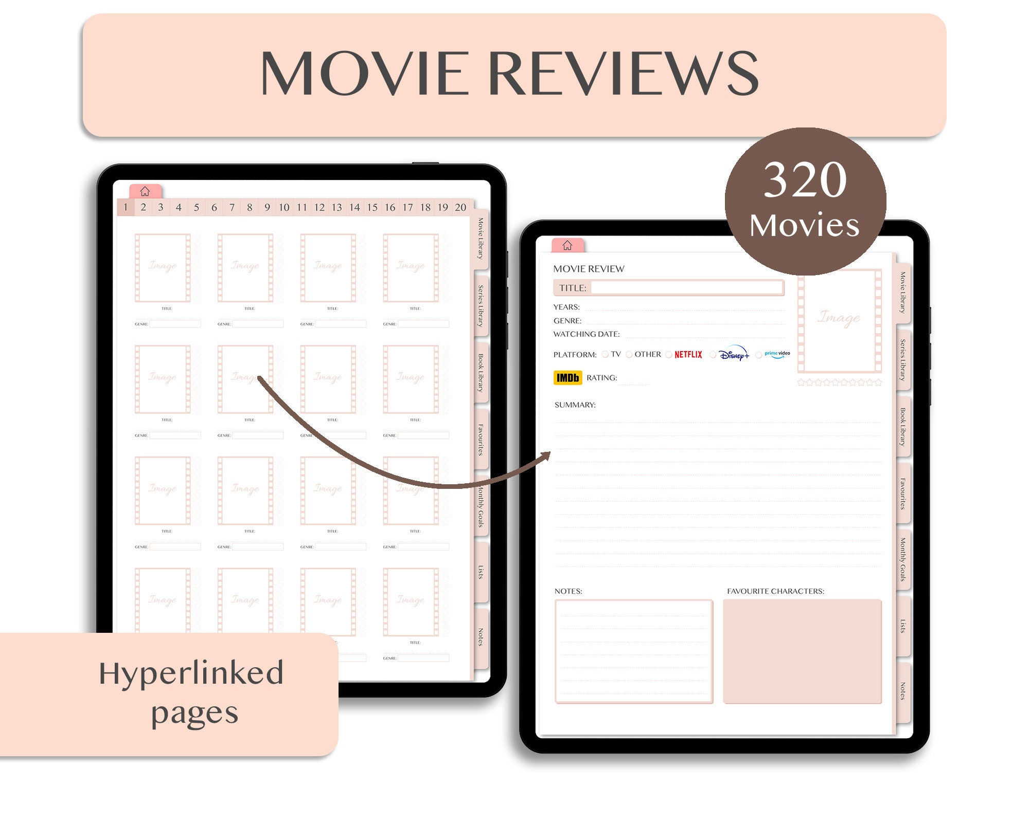 Digital Reading and Watching Journal, Reading Tracker, Movie Journal ...