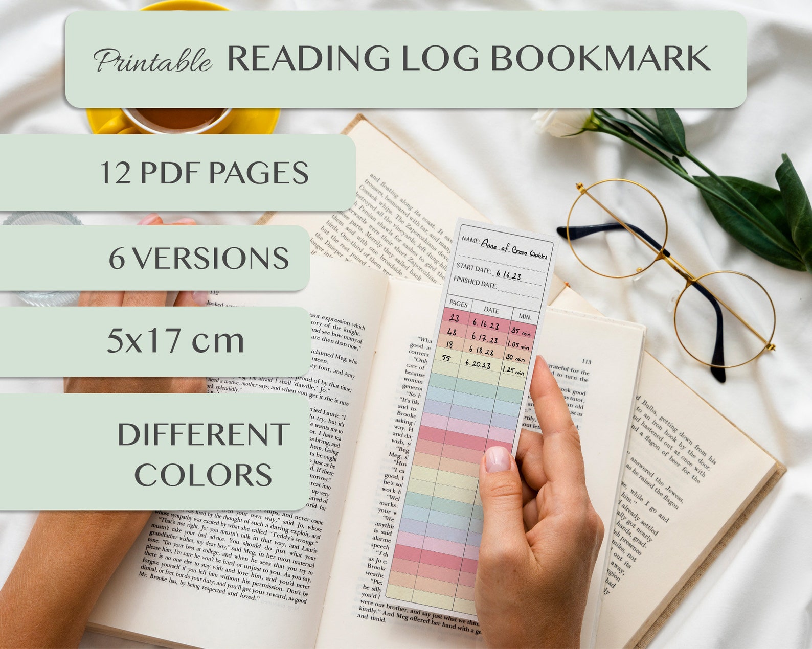 Printable Reading Log Bookmarks, Downloadable Bookmarks, Instant ...