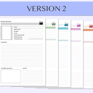 Printable & Fillable Movie Tracker, Movie Journal, Movie Review, Movie ...