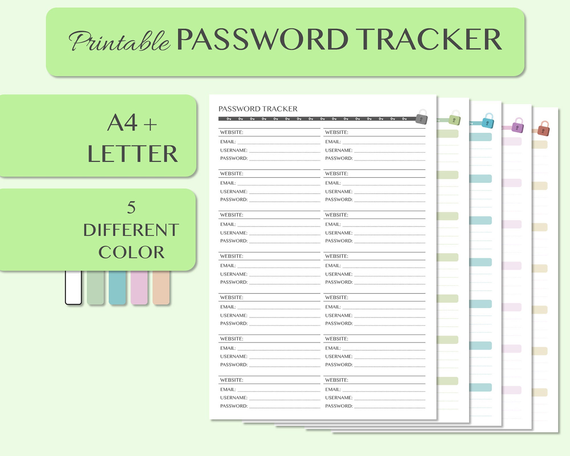 Printable & Fillable Password Tracker, Password Log, Password Keeper ...