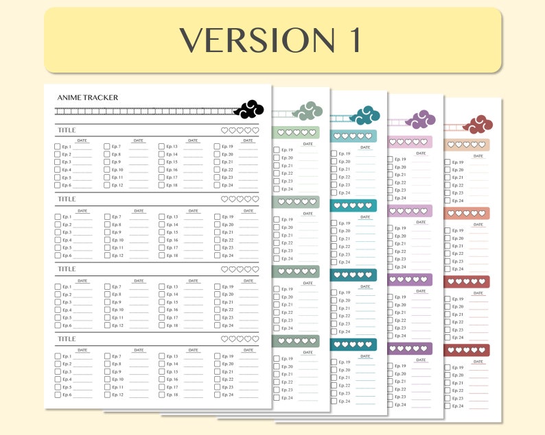 Printable & Fillable Anime Tracker, Anime Log, Watching Planner, Anime ...