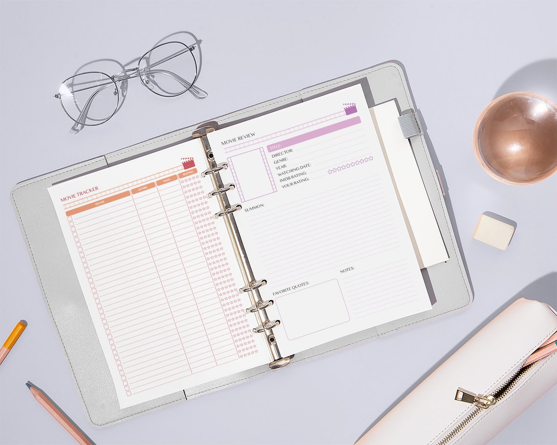 Printable & Fillable Movie Tracker, Movie Journal, Movie Review, Movie ...