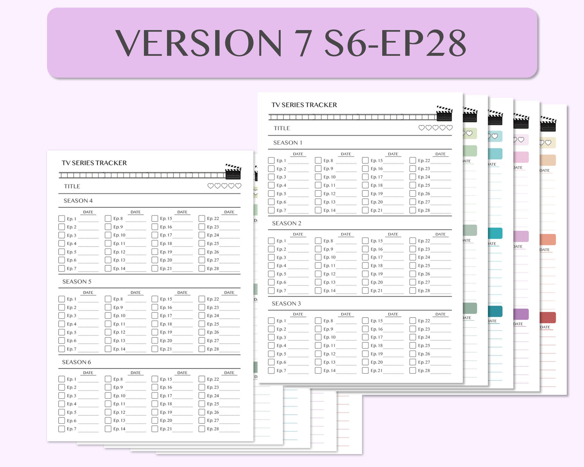 Digital or Printable TV Series Tracker, TV Show Journal, TV Episode Log ...