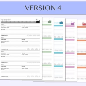 Printable & Fillable Movie Tracker, Movie Journal, Movie Review, Movie ...