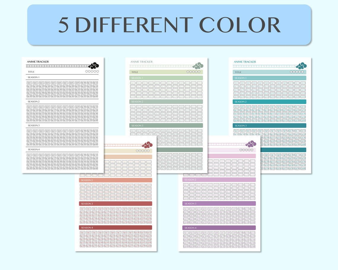 Digital or Printable Anime Tracker Anime Log Watching - Etsy