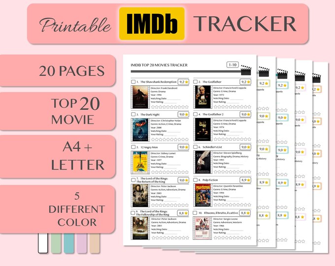 Printable & Fillable Movie Tracker, Movie Journal, Movie Review, Movie ...