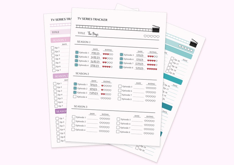 Printable TV Series Tracker for Organizing, TV Show Journal, TV Episode ...