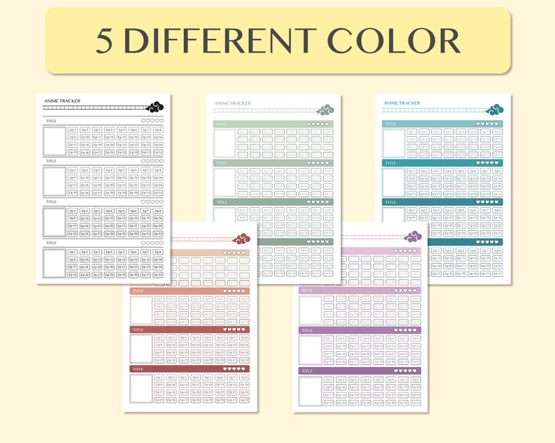 Printable & Fillable Anime Tracker, Anime Log, Watching Planner, Anime ...