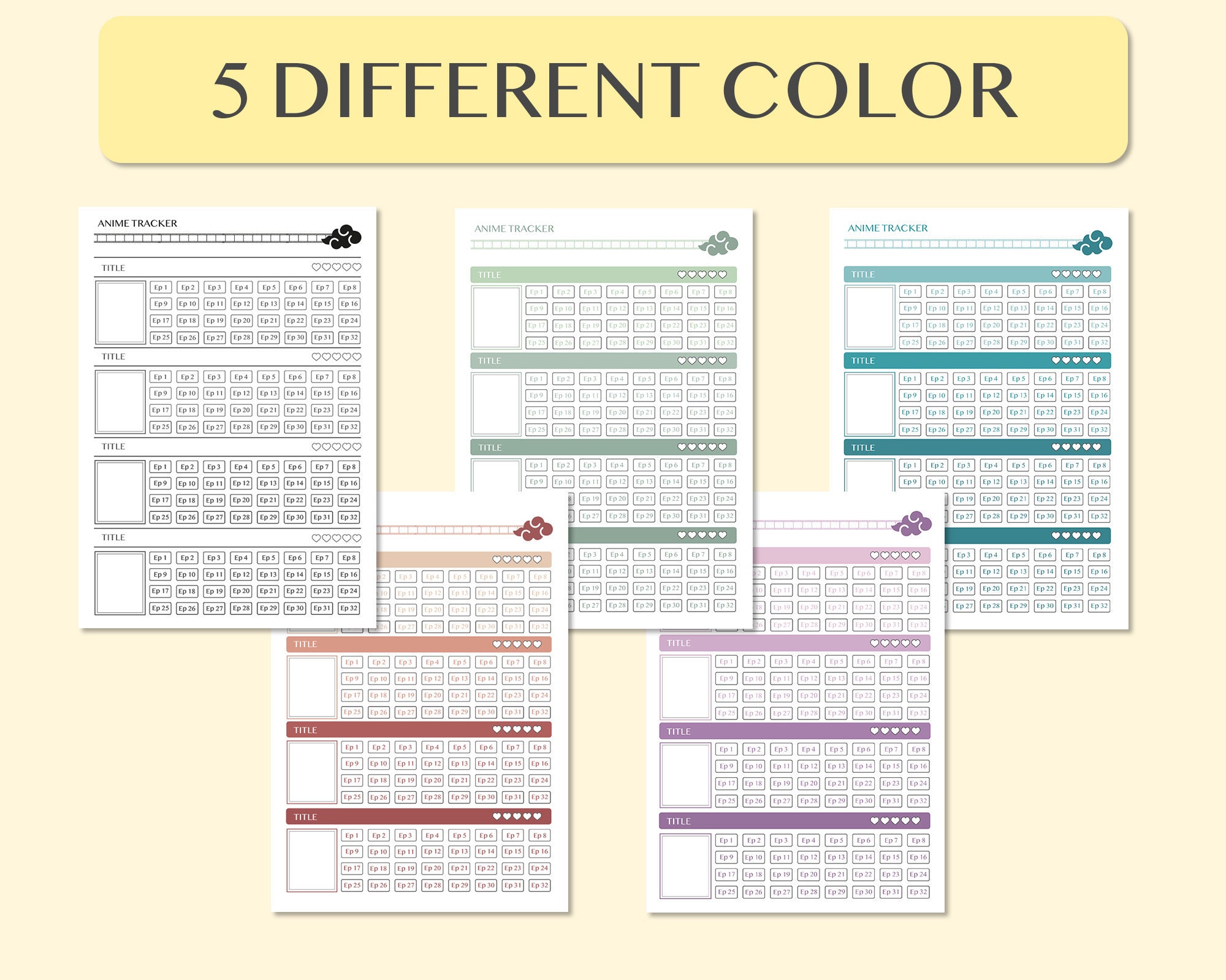 Printable & Fillable Anime Tracker, Anime Log, Watching Planner, Anime ...