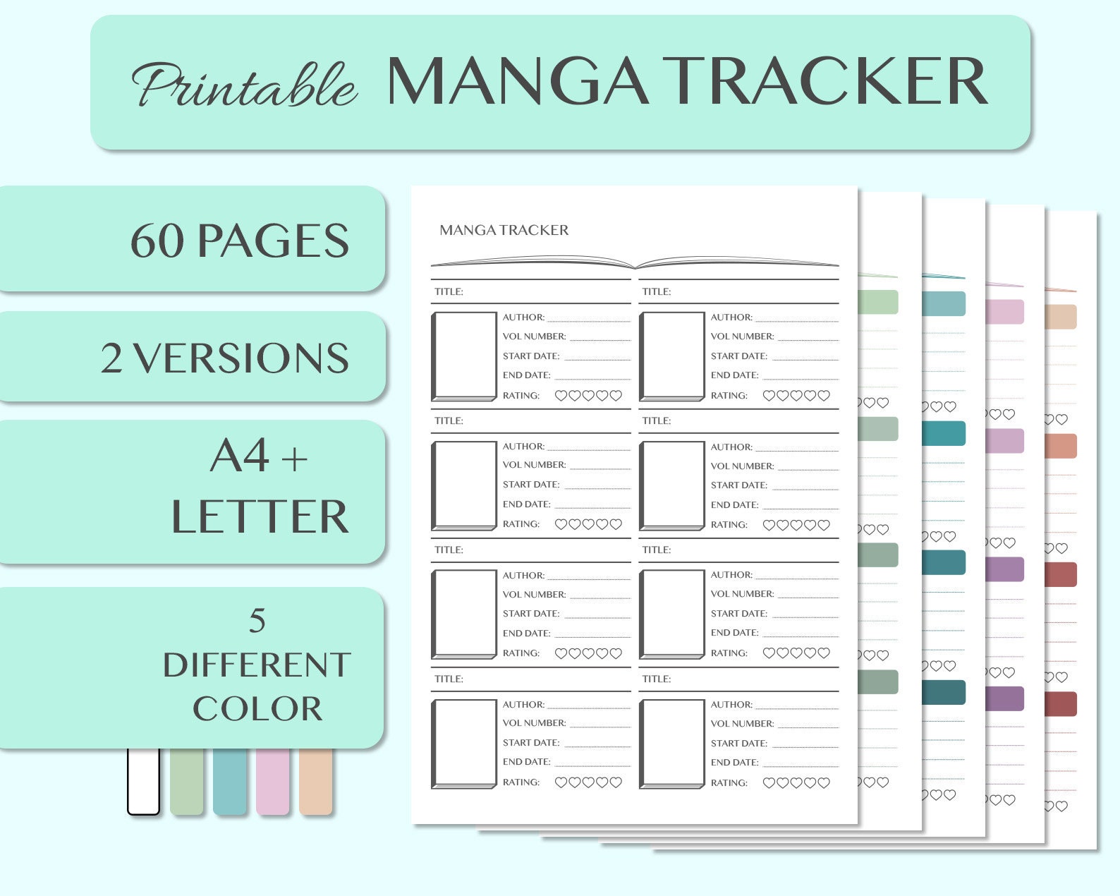 Printable & Fillable Manga Tracker, Manga Reading Journal, Manga ...