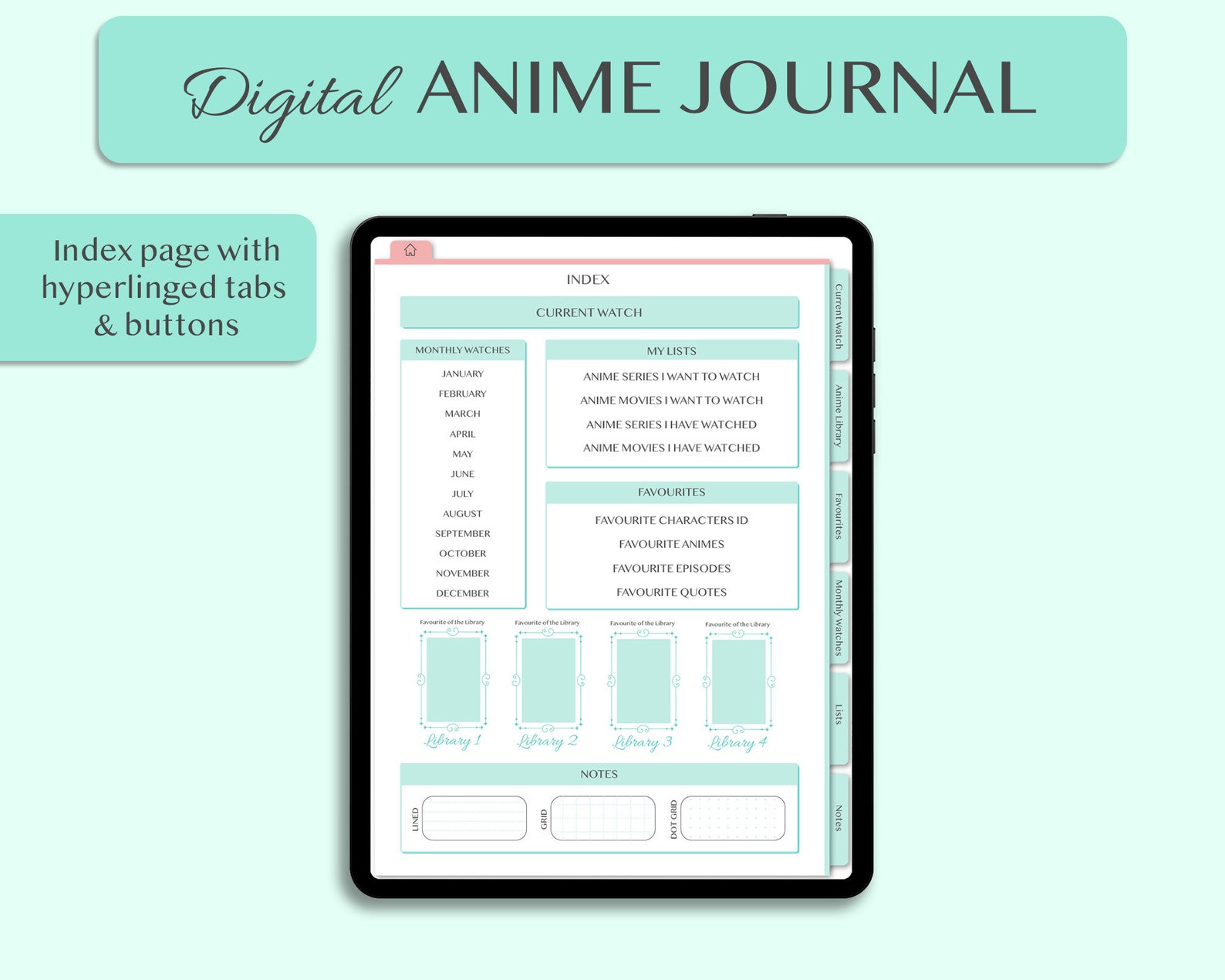 Digital Anime Journal for Goodnotes, Anime Reviews, Minimal Anime ...