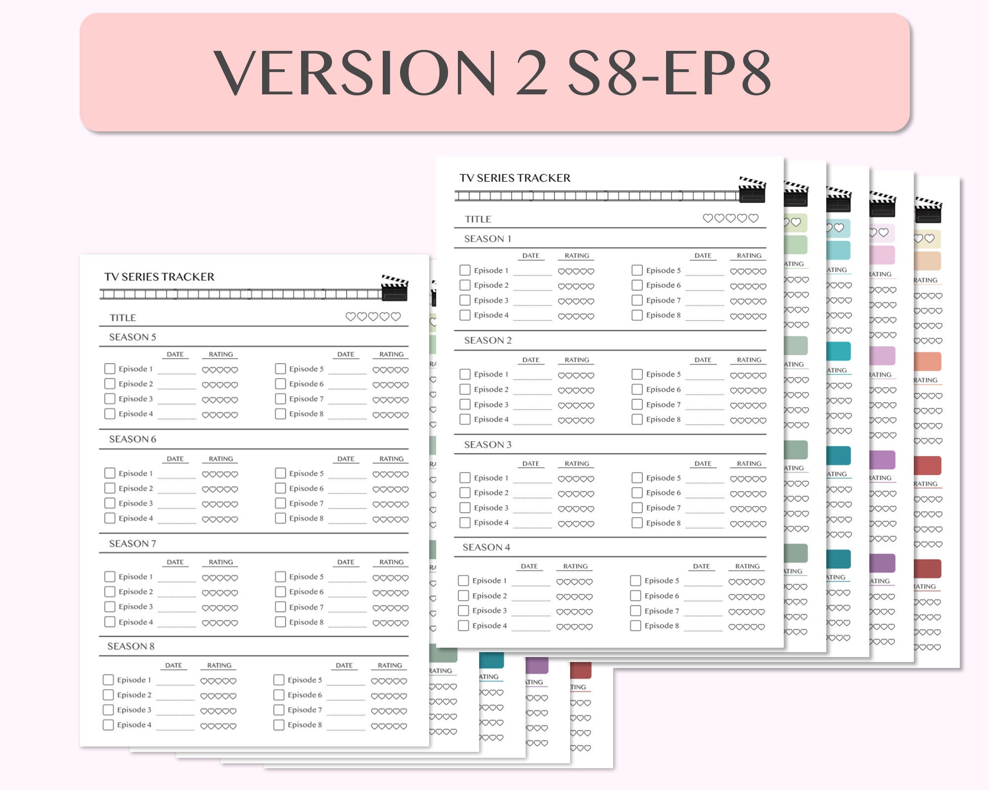 Printable TV Series Tracker for Organizing, TV Show Journal, TV Episode ...