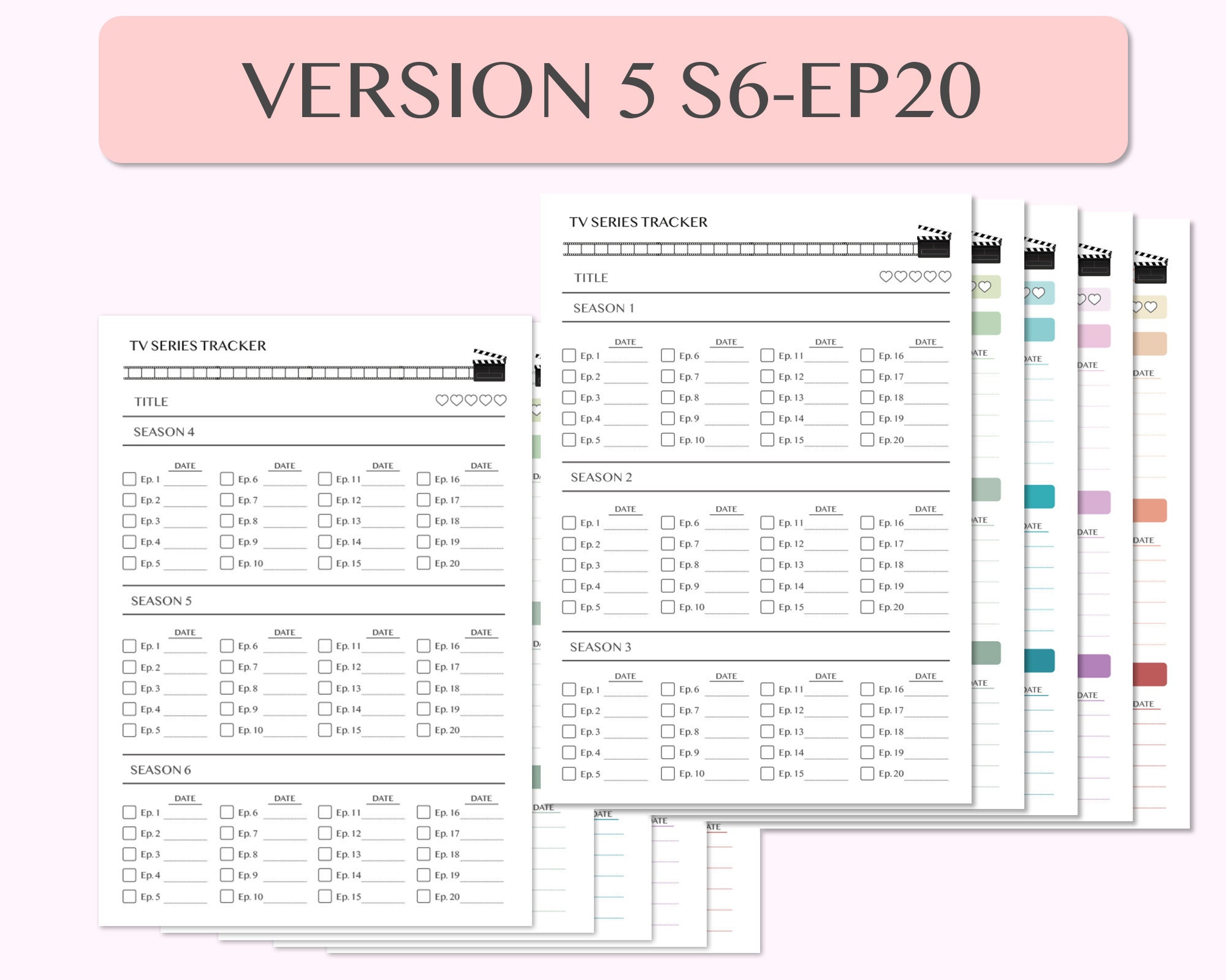 Printable TV Series Tracker for Organizing, TV Show Journal, TV Episode ...