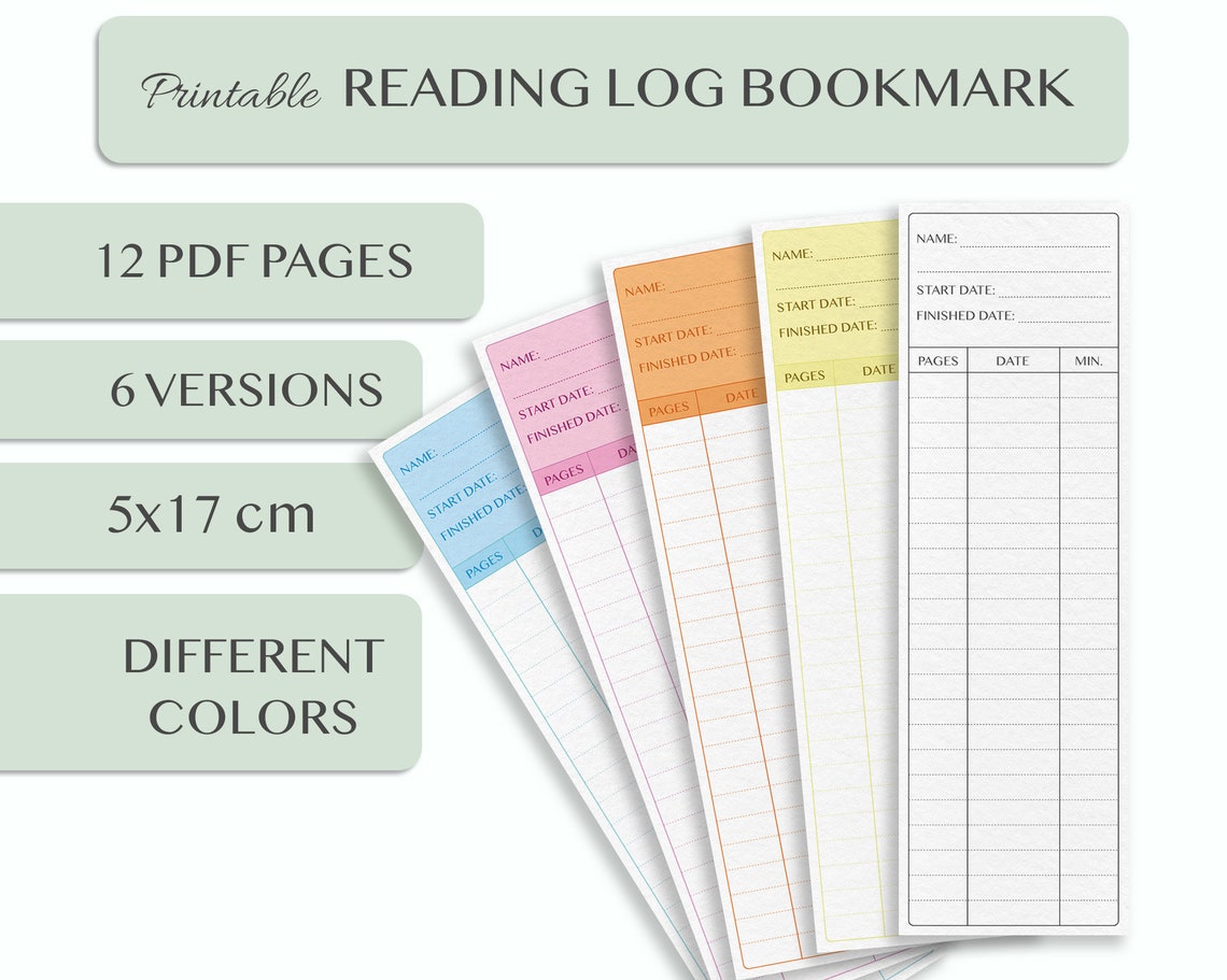 Printable Reading Log Bookmarks Downloadable Bookmarks - Etsy