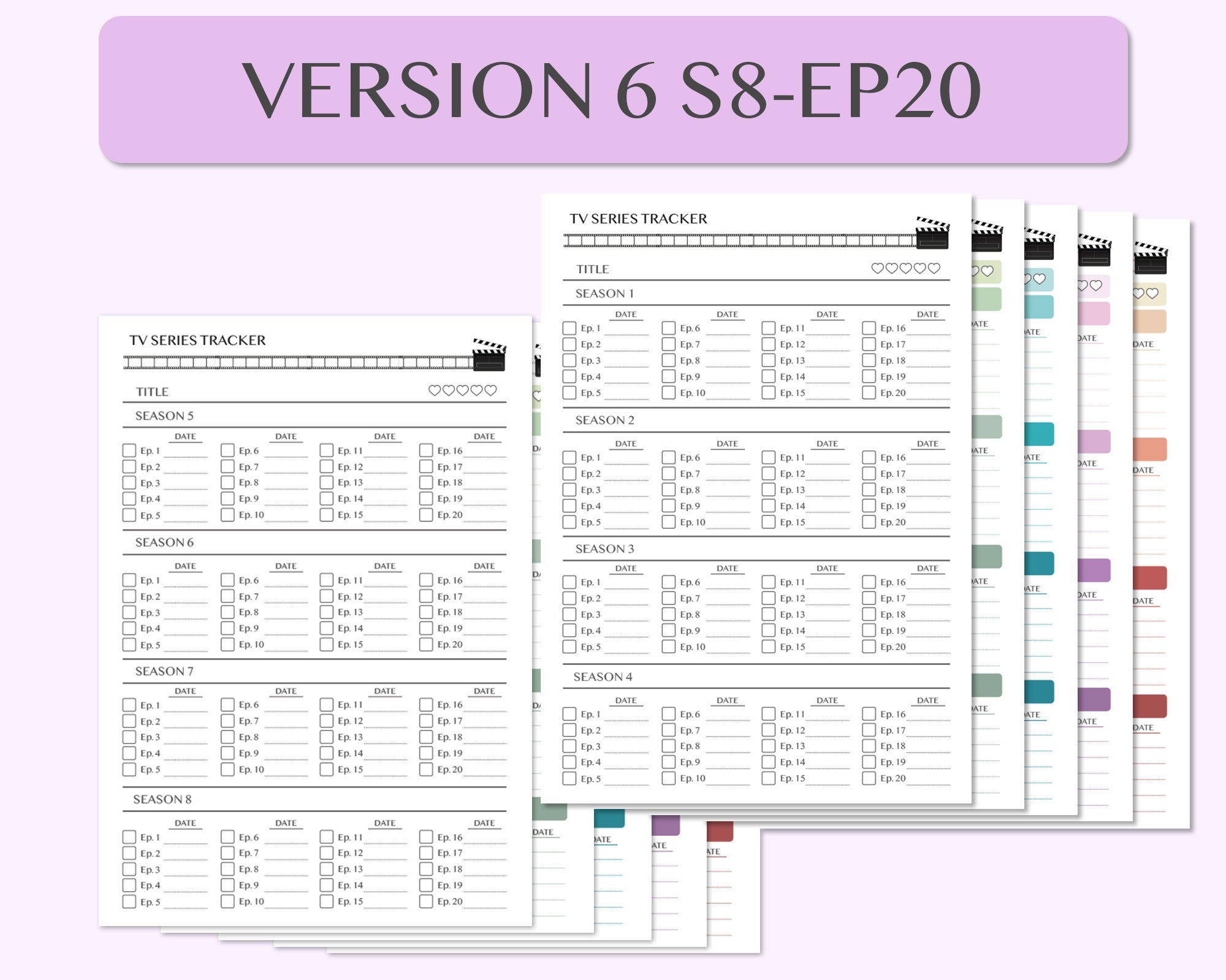 Digital or Printable TV Series Tracker, TV Show Journal, TV Episode Log ...