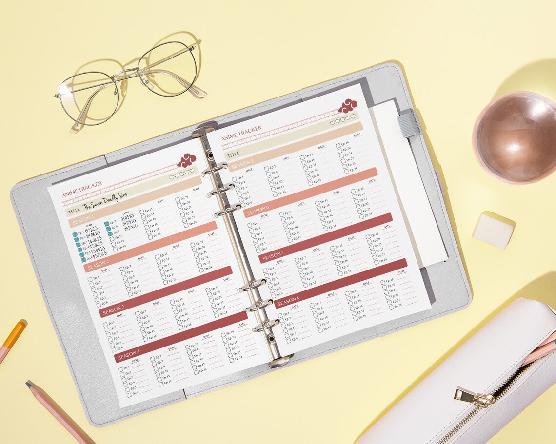 Printable & Fillable Anime Tracker, Anime Log, Watching Planner, Anime ...
