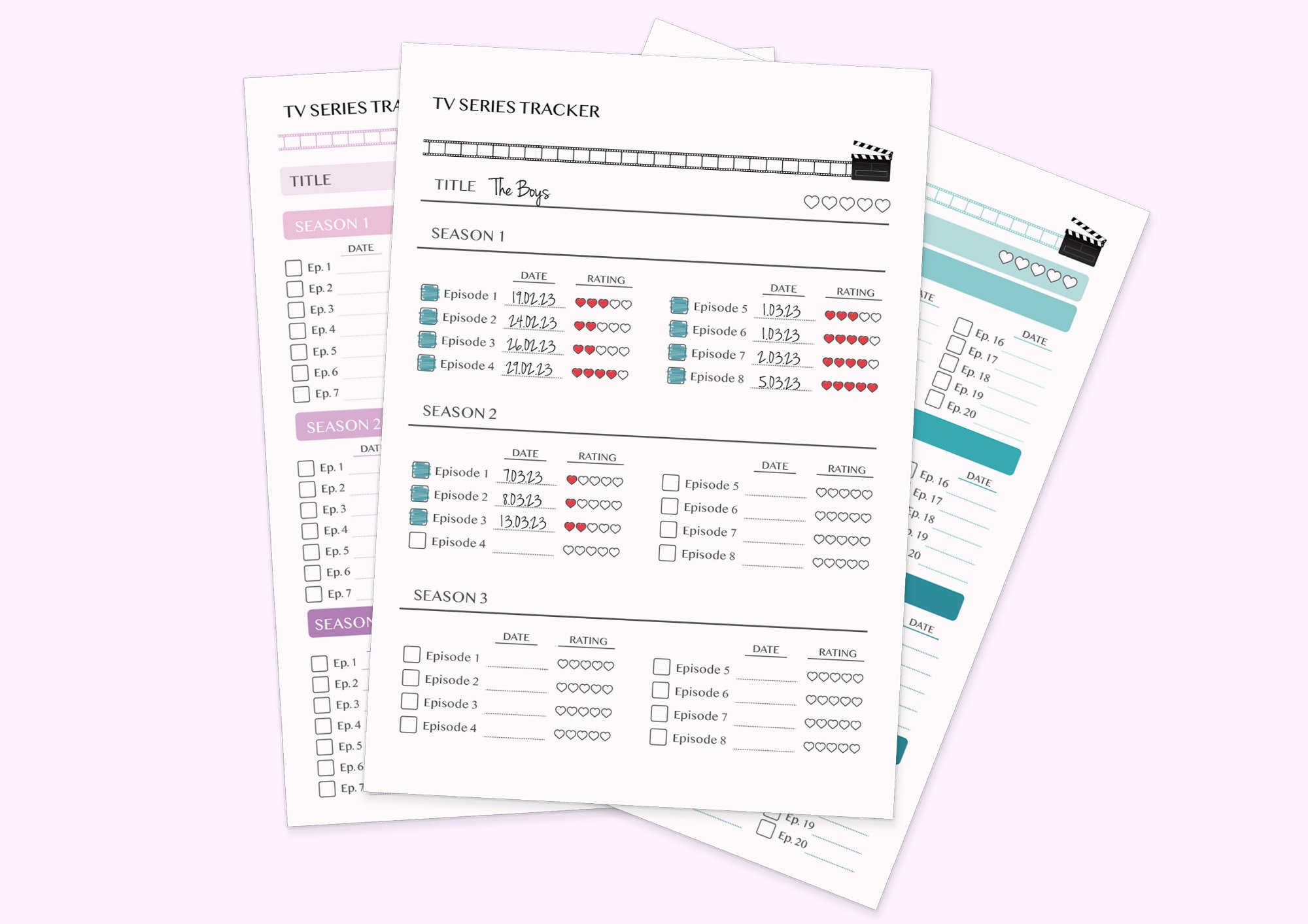 Digital or Printable TV Series Tracker, TV Show Journal, TV Episode Log ...