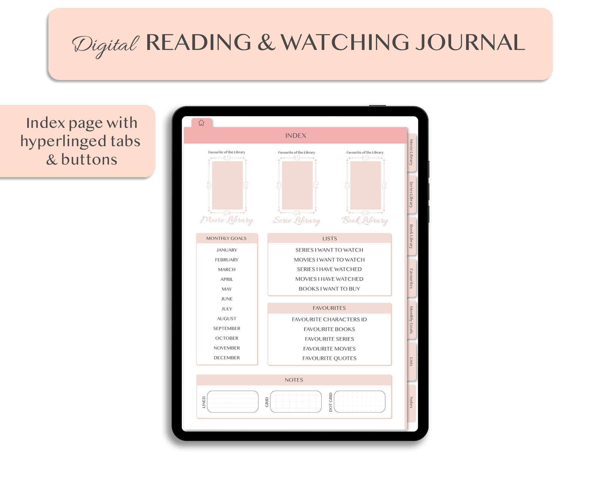 Digital Reading and Watching Journal, Reading Tracker, Movie Journal ...