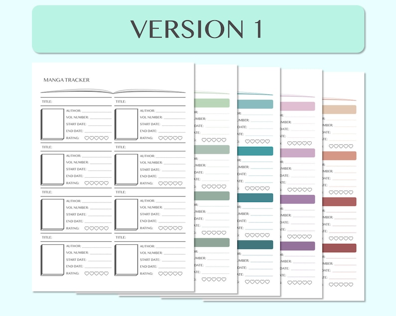 Printable & Fillable Manga Tracker, Manga Reading Journal, Manga ...