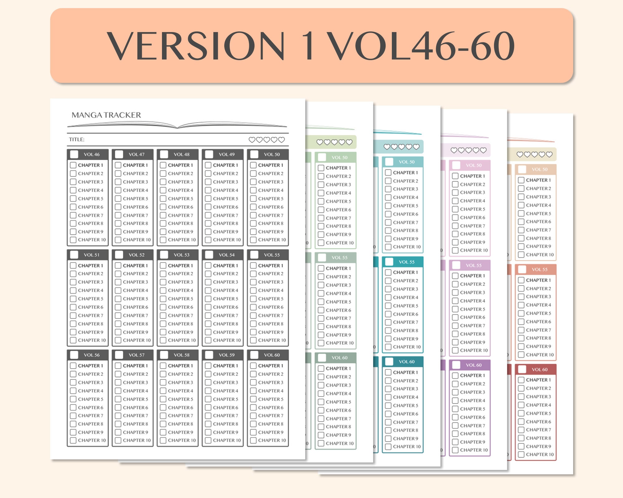 Digital or Printable Manga Tracker, Manga Reading Journal, Manga ...