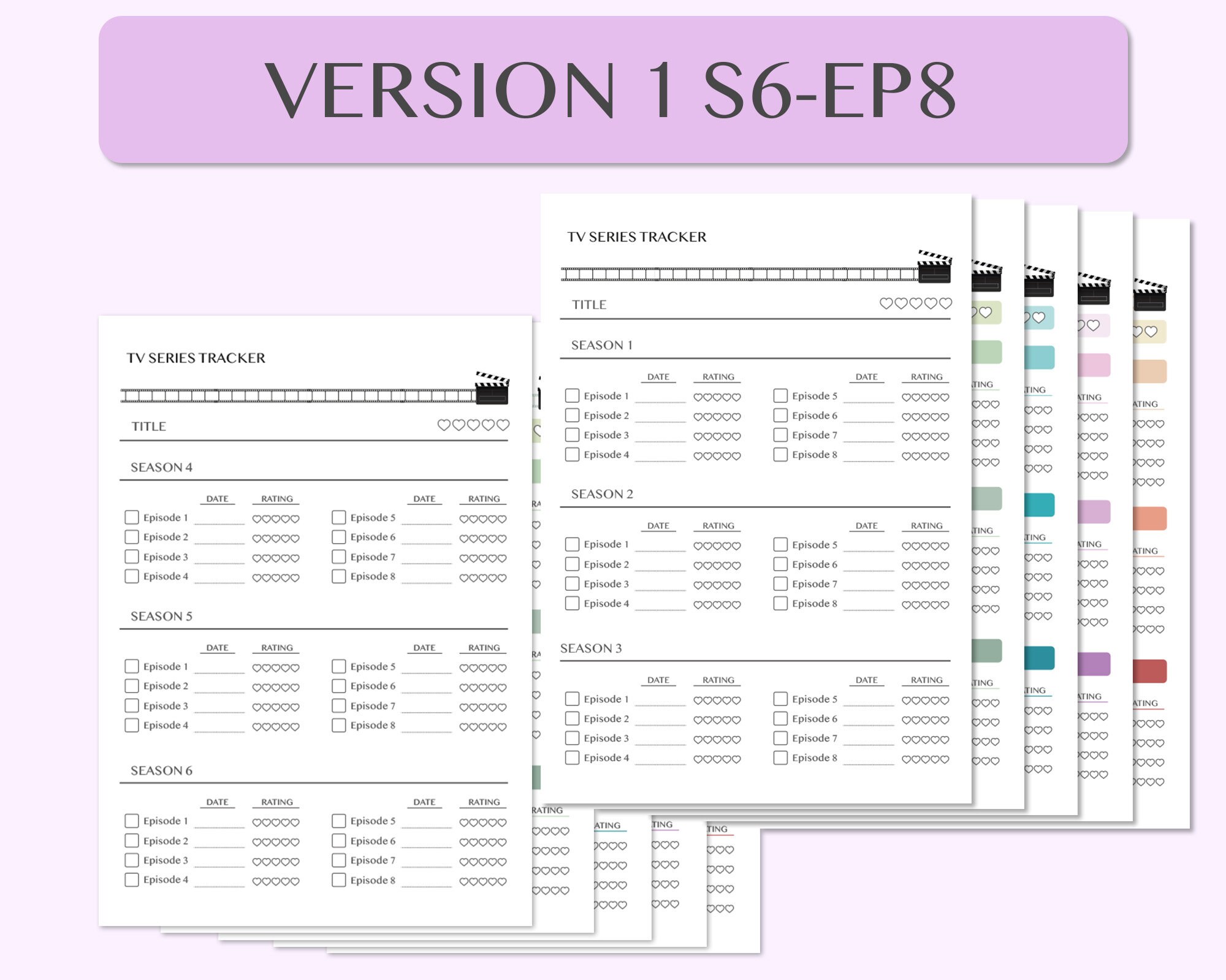 Digital or Printable TV Series Tracker, TV Show Journal, TV Episode Log ...