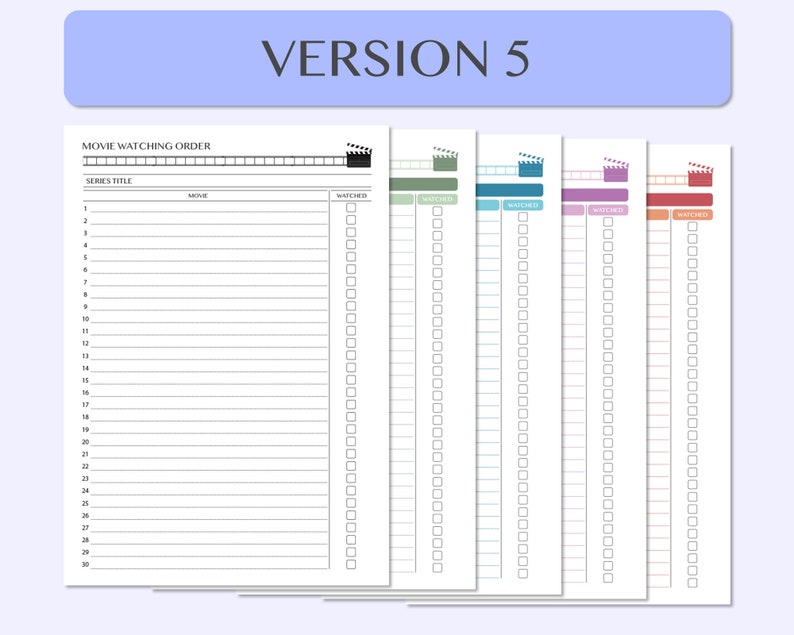 Printable & Fillable Movie Tracker, Movie Journal, Movie Review, Movie ...