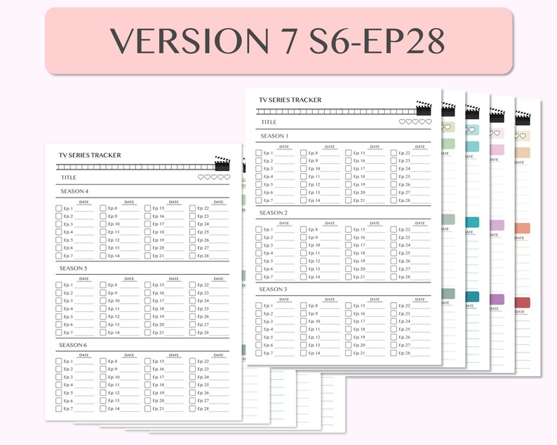 Printable TV Series Tracker for Organizing, TV Show Journal, TV Episode ...