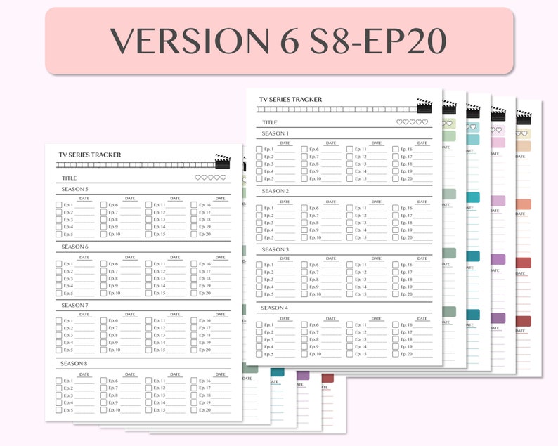 Printable TV Series Tracker for Organizing, TV Show Journal, TV Episode ...