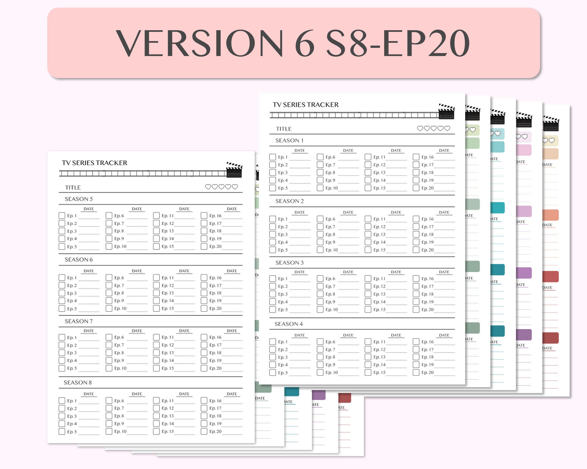 Printable TV Series Tracker for Organizing, TV Show Journal, TV Episode ...